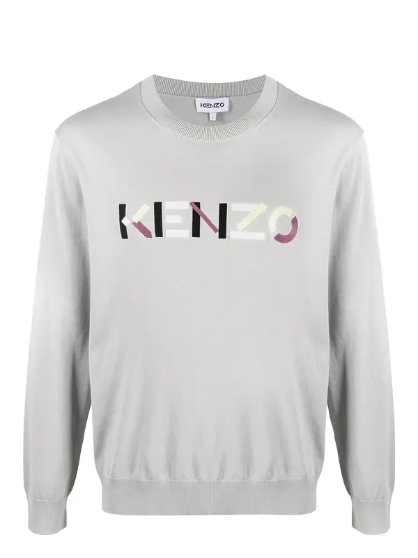Kenzo Logo-embroidered Jumper - Grey