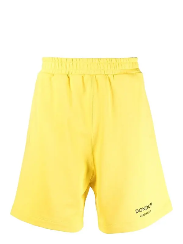 DONDUP Logo Print Cotton Track Shorts - Yellow