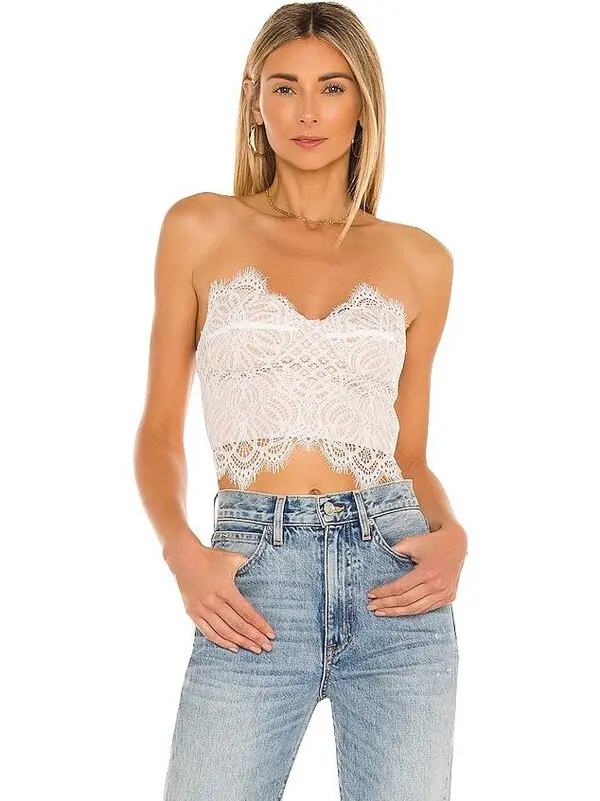 Superdown Kendall Lace Crop Top - White