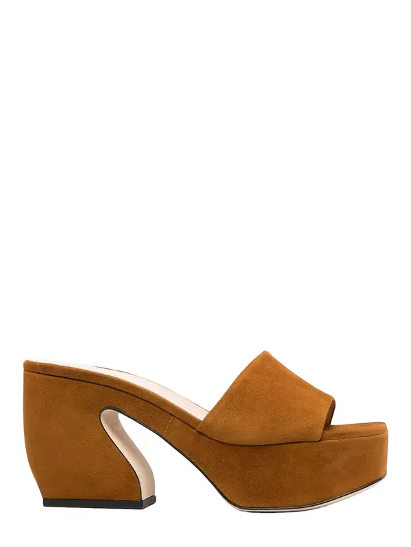 SERGIO ROSSI Chunky-heel Suede Sandals - Brown