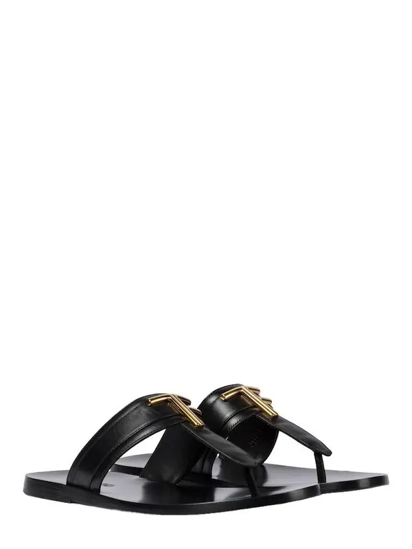 TOM FORD Leather Thong Sandals - Black