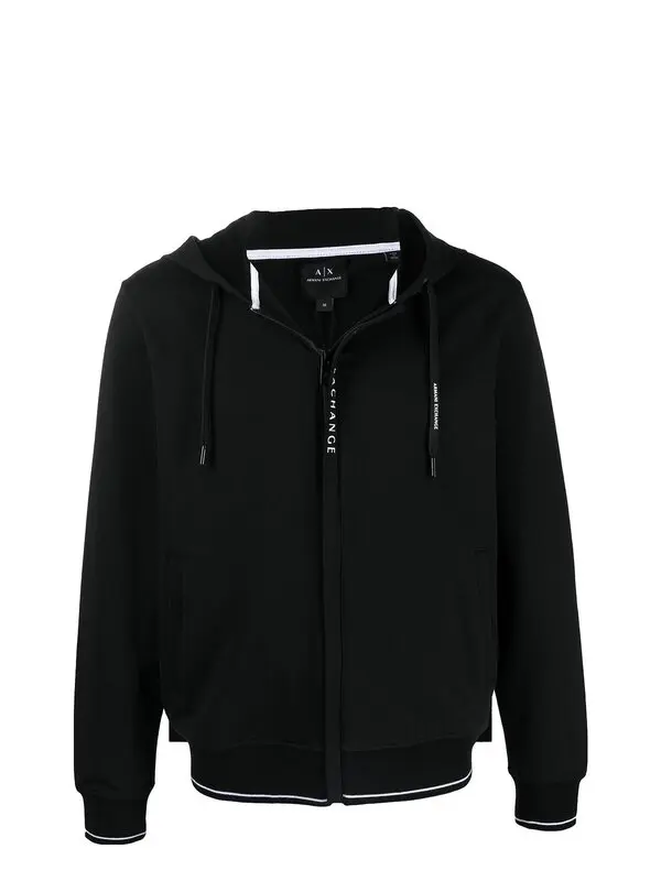 Armani Exchange Logo-print Zip-up Hoodie - Black