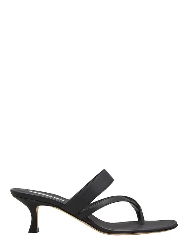Manolo Blahnik Susa Leather Sandals - Black