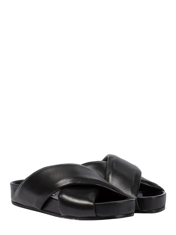 JIL SANDER Quilted Leather Sandals - Black