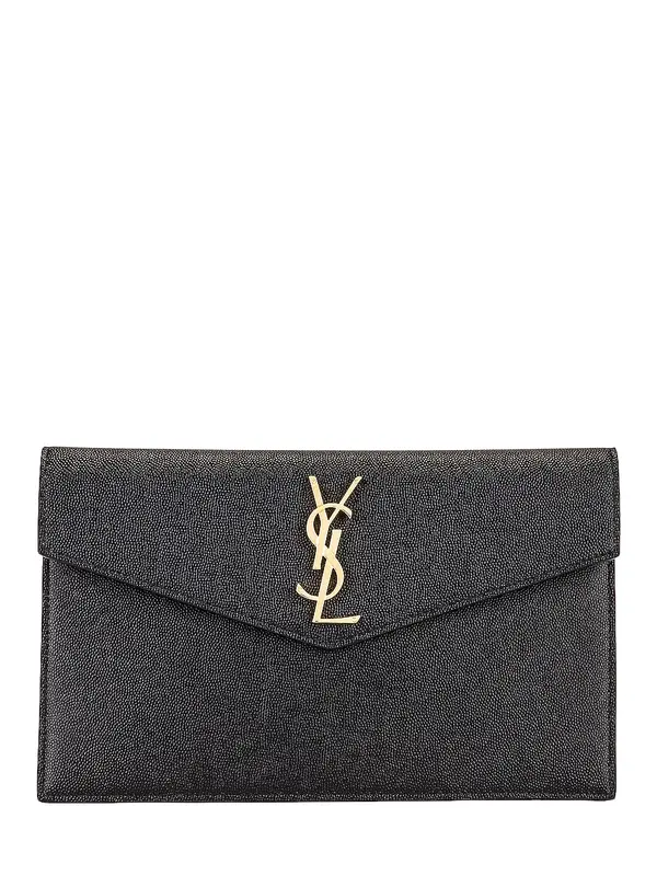Saint Laurent Medium Leather Clutch - Black
