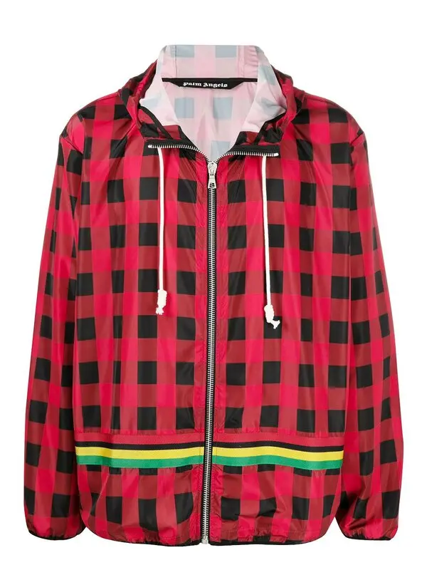 Palm Angels Check-print Hooded Jacket - Red