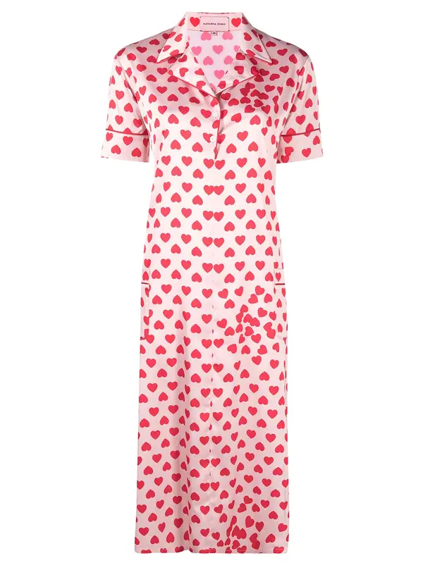 Natasha Zinko Heart-print Shirt Dress - Neutrals