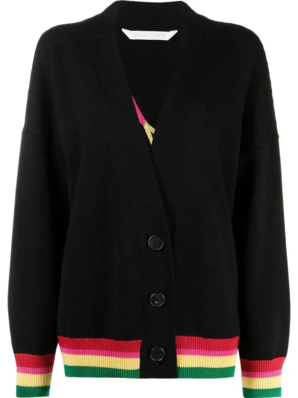 Palm Angels Miami Logo V-neck Cardigan - Black