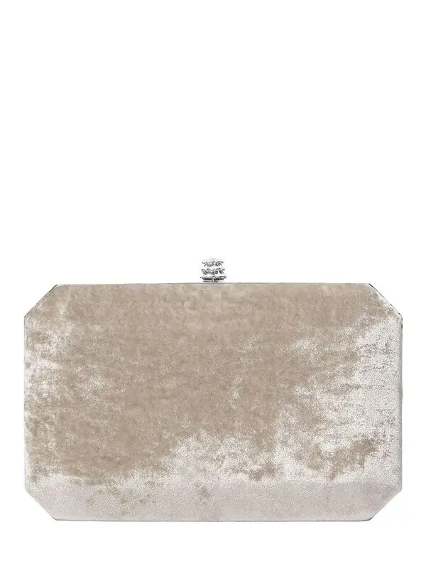 Tyler Ellis Medium Perry Crushed Velvet Clutch - Grey