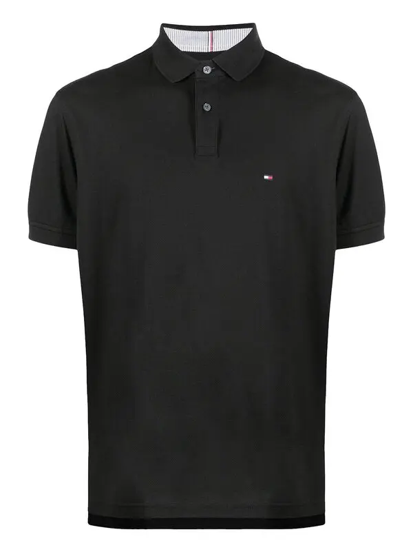 Tommy Hilfiger Logo-patch Short-sleeved Polo Shirt - Black