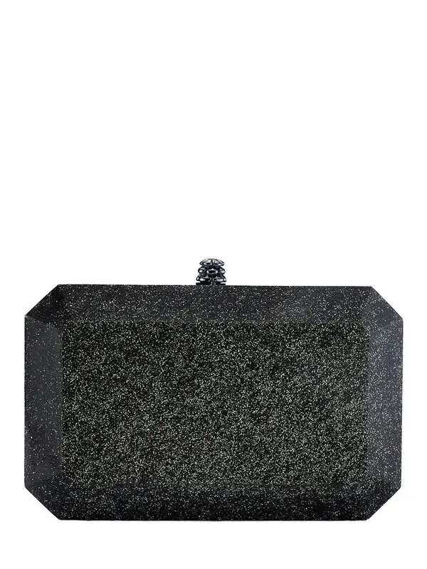 Tyler Ellis Medium Perry Glitter Medley Acrylic Clutch Bag - Black