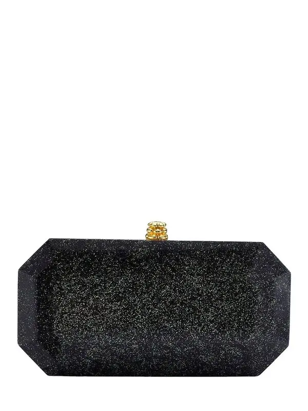Tyler Ellis Perry Glitter Clutch Bag - Black