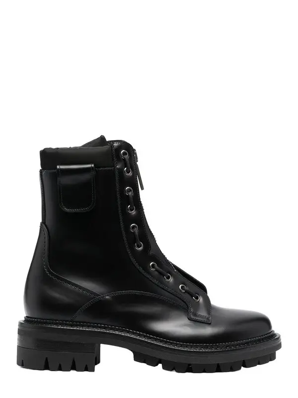 Dsquared2 Leather Lace-up Front Zip Ankle Boots - Black