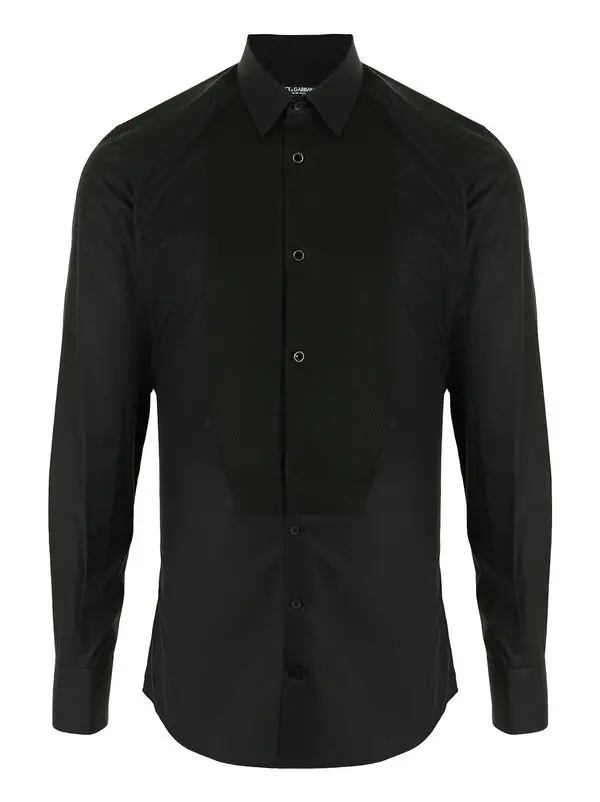 Dolce & Gabbana Bib-collar Cotton Shirt - Black