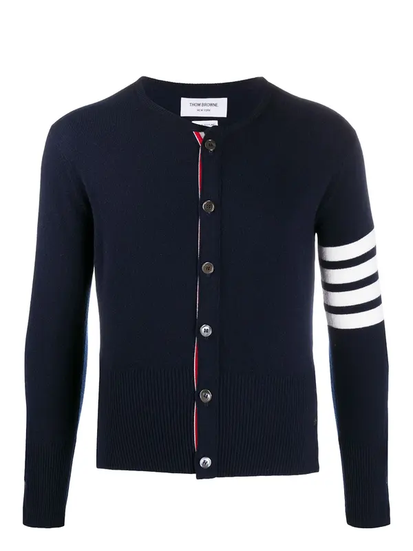 Thom Browne 4-bar Crew Neck Cardigan - Blue