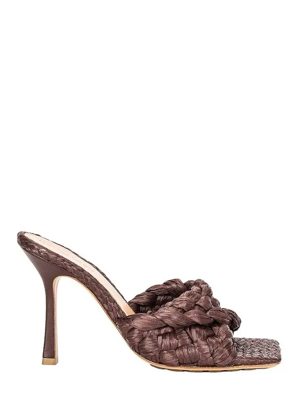 Bottega Veneta Raffia Stretch Mules - Bitter Chocolate