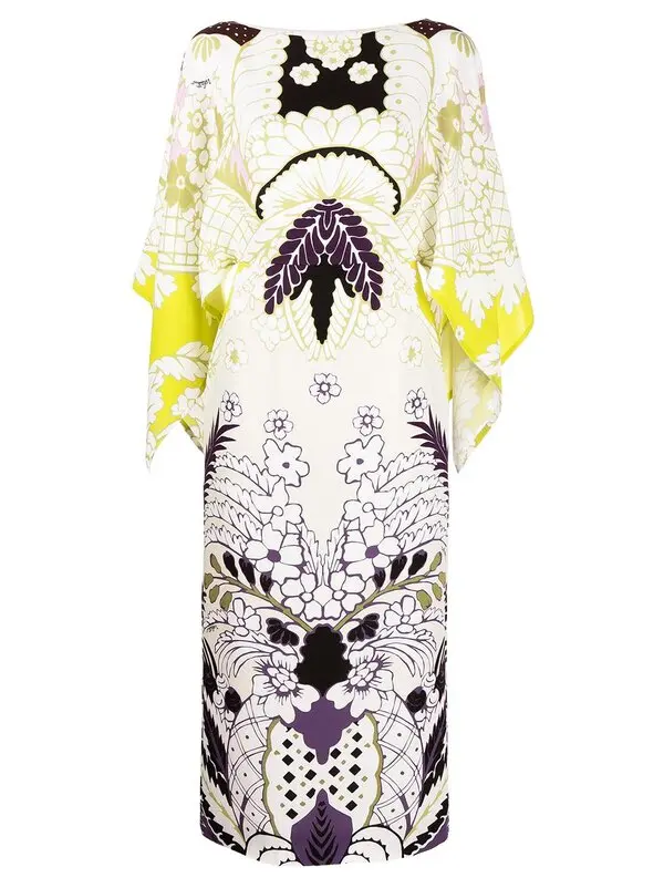 Valentino Garavani Tropical Word Arazzo Kaftan Dress - White