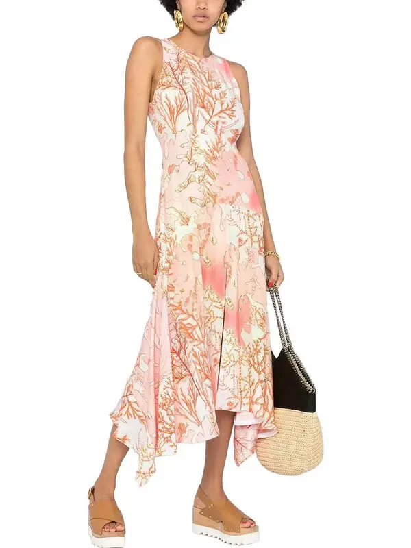 Stella McCartney Sleeveless Tropical Print Dress - Orange