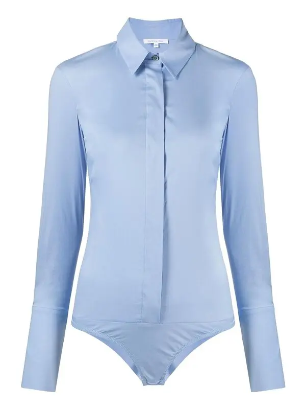 Patrizia Pepe Fitted Shirt Bodysuit - Blue