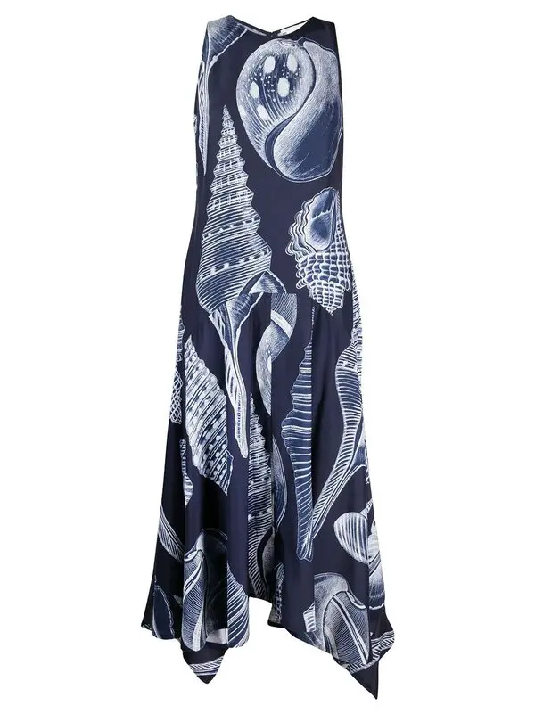 Stella McCartney Anabelle Shell-print Silk Maxi Dress - Blue