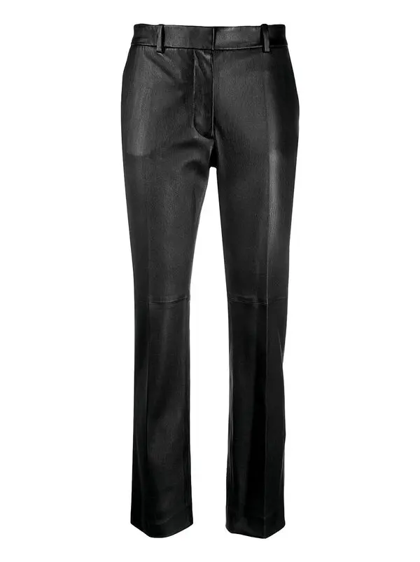 JOSEPH Mid-rise Leather Slim-fit Trousers - Black