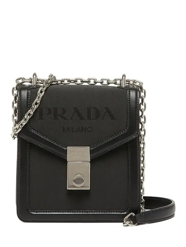 Prada Jacquard Logo Shoulder Bag - Black