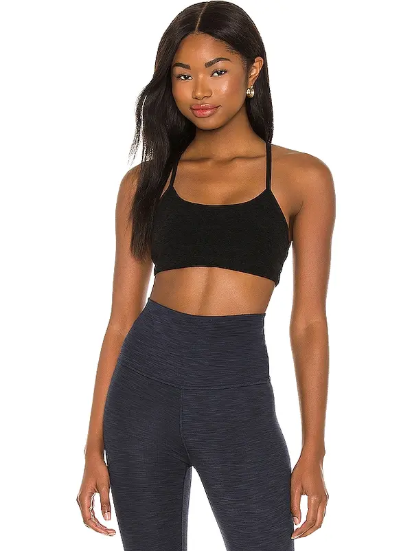 Beyond Yoga Spacedye Slim Racerback Bra In Black - Darkest Night