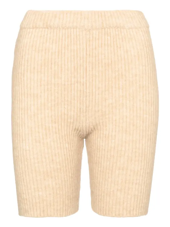 Nanushka Siu Ribbed-knit Biker Shorts - Beige