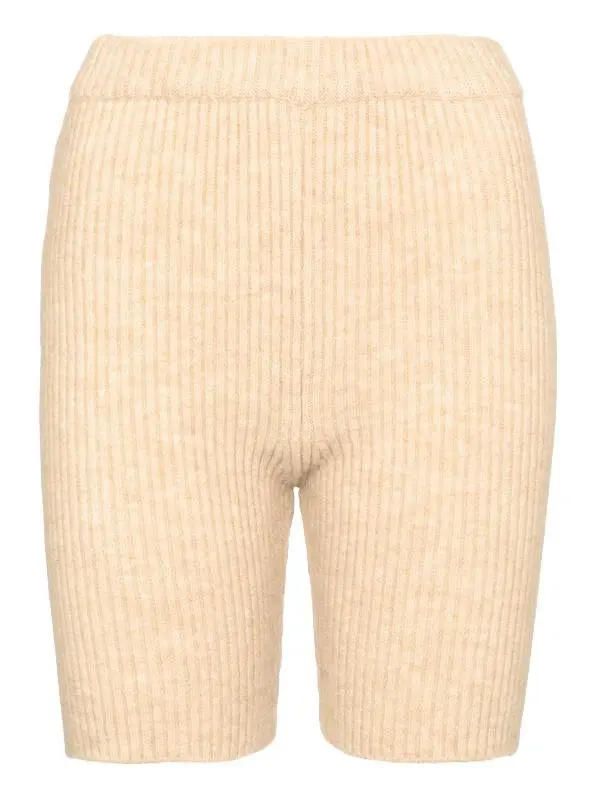 Nanushka Ribbed-knit Biker Shorts - Beige