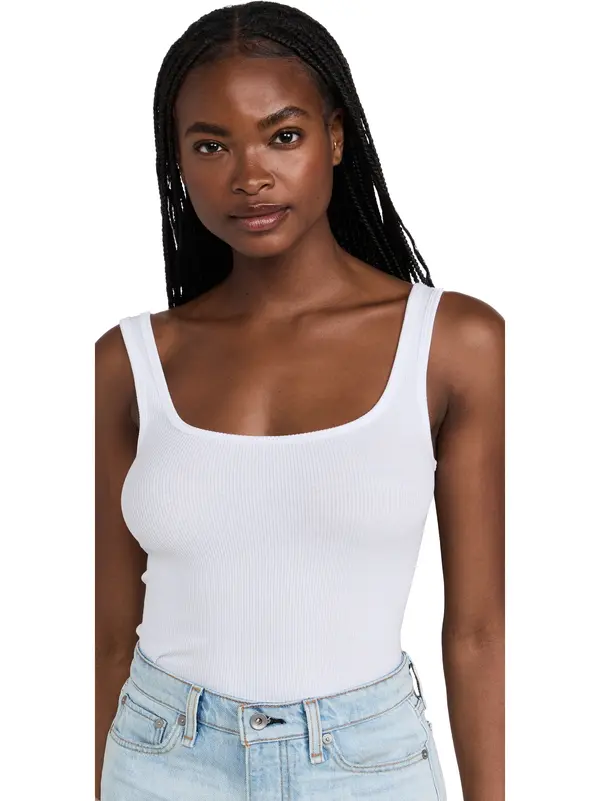 Rag & Bone The Essential Rib Scoop Neck Tank - White