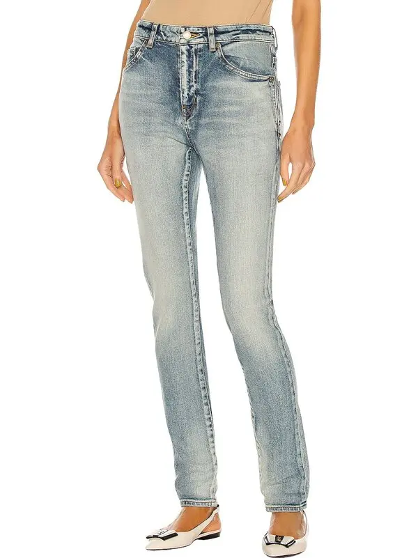 Saint Laurent Medium Waist Skinny Jeans - Bright Blue