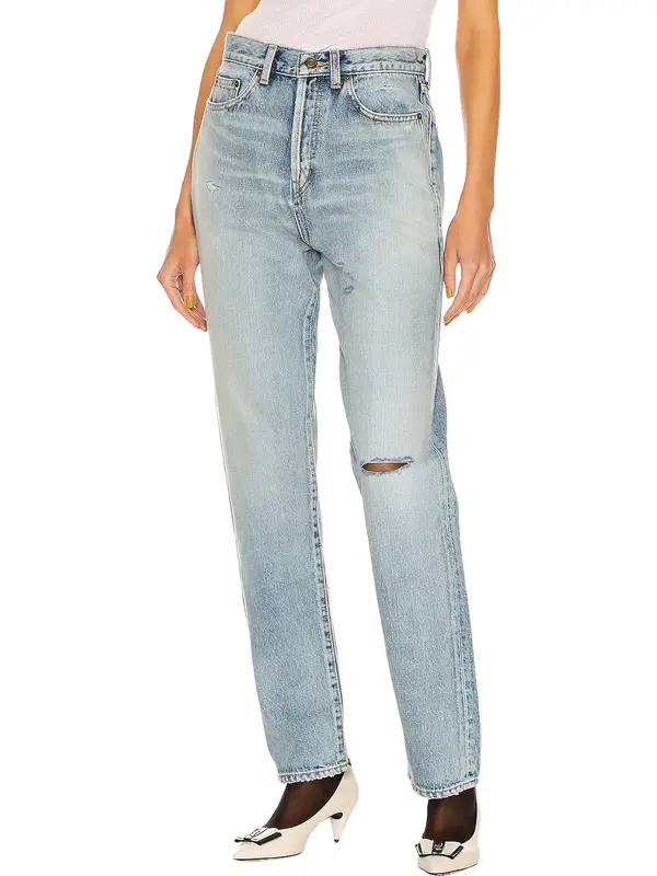 Saint Laurent Slim Fit Jeans In Denim-light - Santa Monica Blue