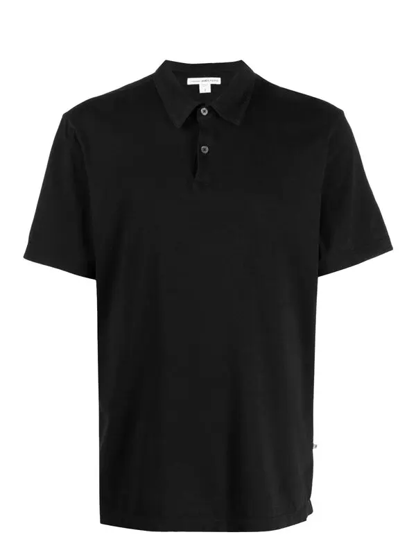 JAMES PERSE Sueded-jersey Polo Shirt - Black