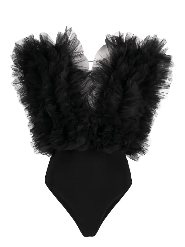 Alchemy Fashions X Lia Aram Ruffle Bodysuit - Black