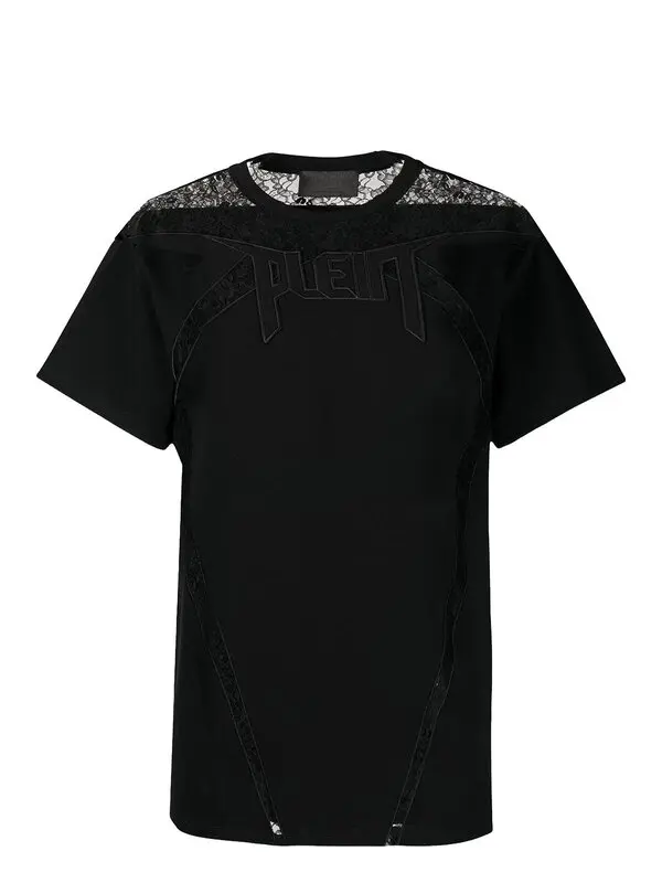 Philipp Plein Lace-paneled T-shirt - Black