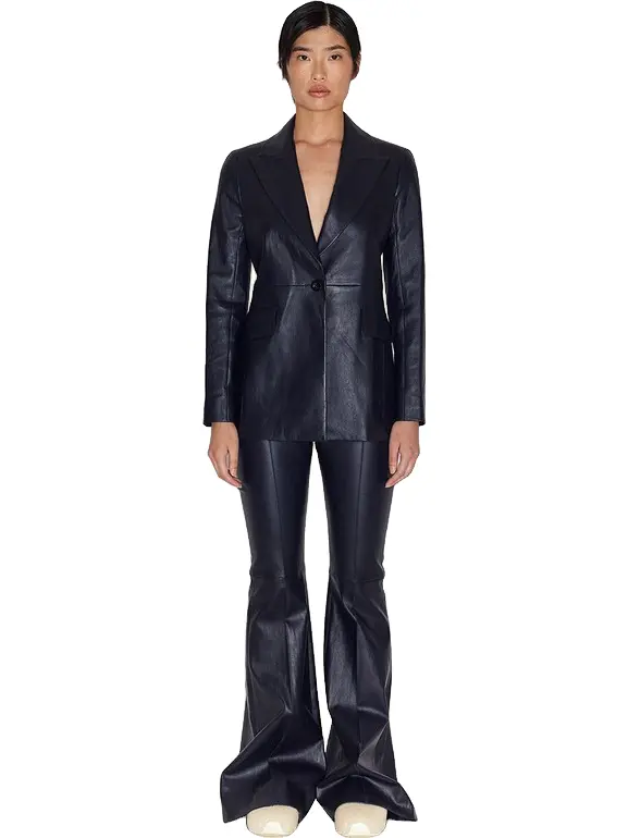 Rosetta Getty Peak Lapel Leather Jacket - Black