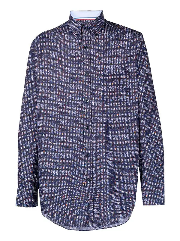 Paul & Shark Flag-print Cotton Shirt - Blue