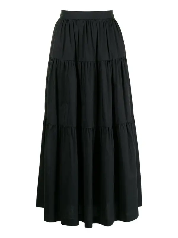 Staud Tiered Full Length Skirt - Black