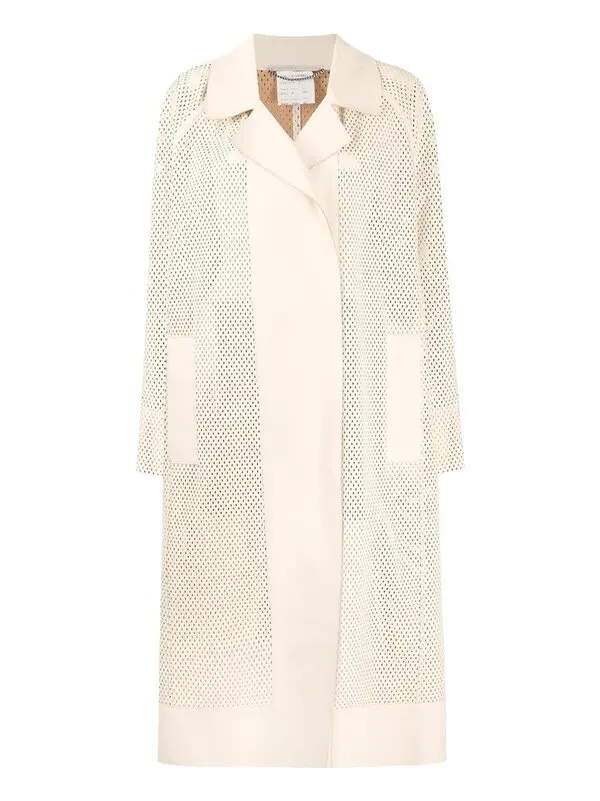 Stella McCartney Faux-leather Perforated Coat - Neutrals