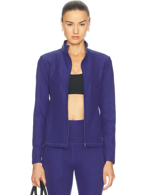 Beyond Yoga Spacedye On The Go Mock Neck Jacket - Eternal Blue Heather