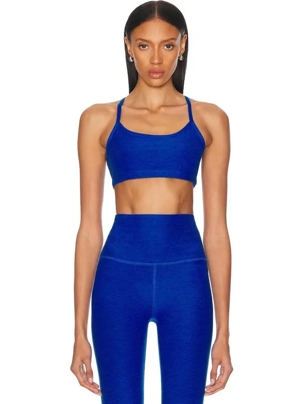 Beyond Yoga Spacedye Slim Racerback Bra In Black - Court Blue Heather
