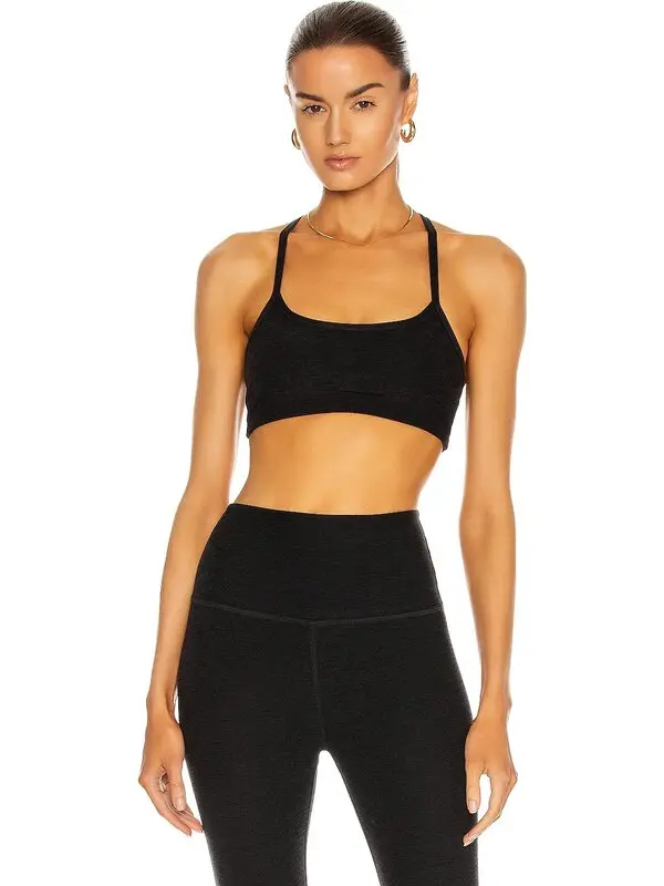 Beyond Yoga Spacedye Slim Racerback Bra In Black - Darkest Night