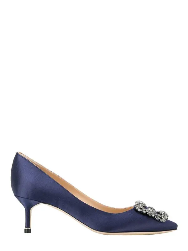 Manolo Blahnik Hangisi Embellished Satin Pumps - Blue