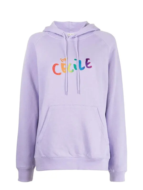 Être Cécile Logo Print Hoodie - Purple