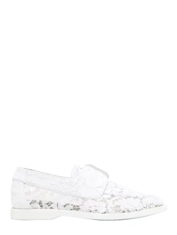 LE SILLA Claire Floral Lace Loafers - White