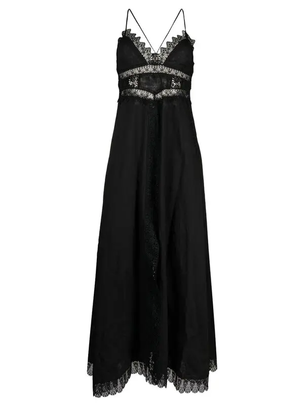 Charo Ruiz Ibiza Lace-trimmed Maxi Dress - Black