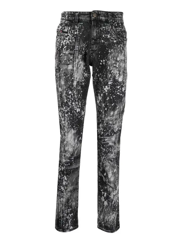 DIESEL® D-strukt Paint Splatter Slim-fit Jeans - Black