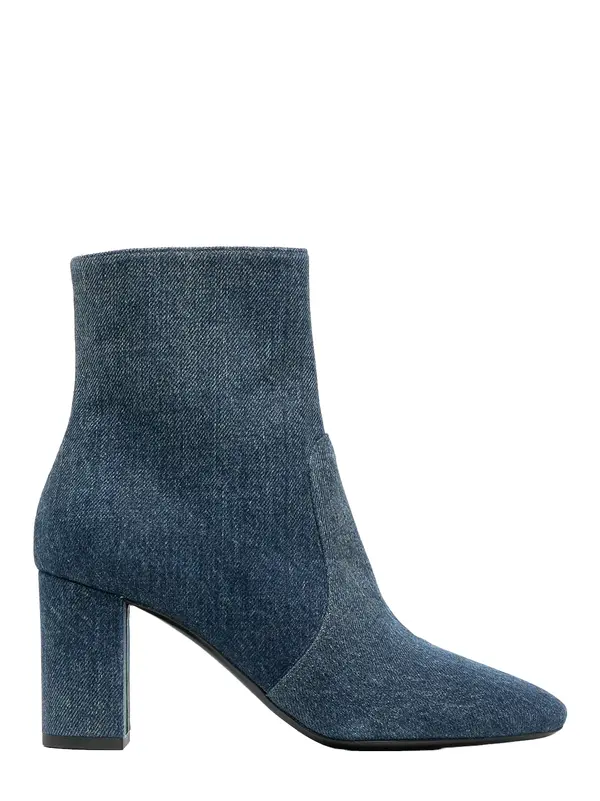 Saint Laurent Lou 75mm Denim Ankle Boots - Blue