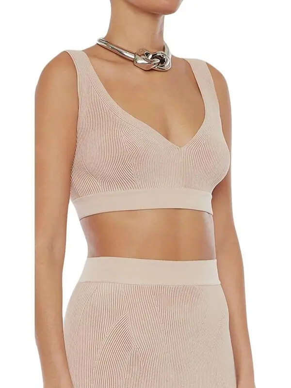 Alexander McQueen Ribbed Knit Cropped Top - Pink