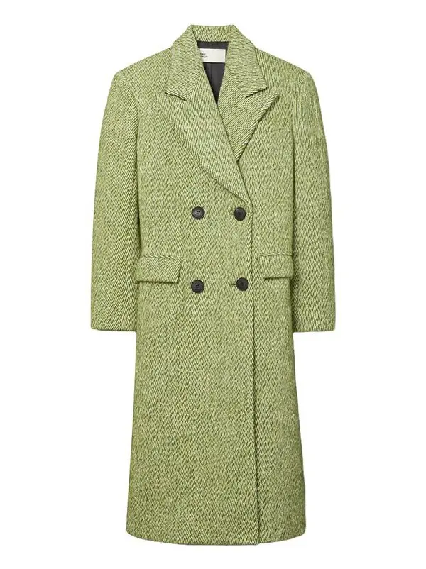 Tory Burch Oversized Twill Coat - Green Irregular Twill Coating